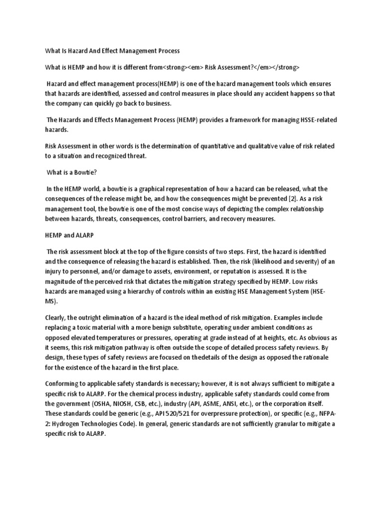 What Is Hazard and Effect Management Process | PDF | Hazards | Risk