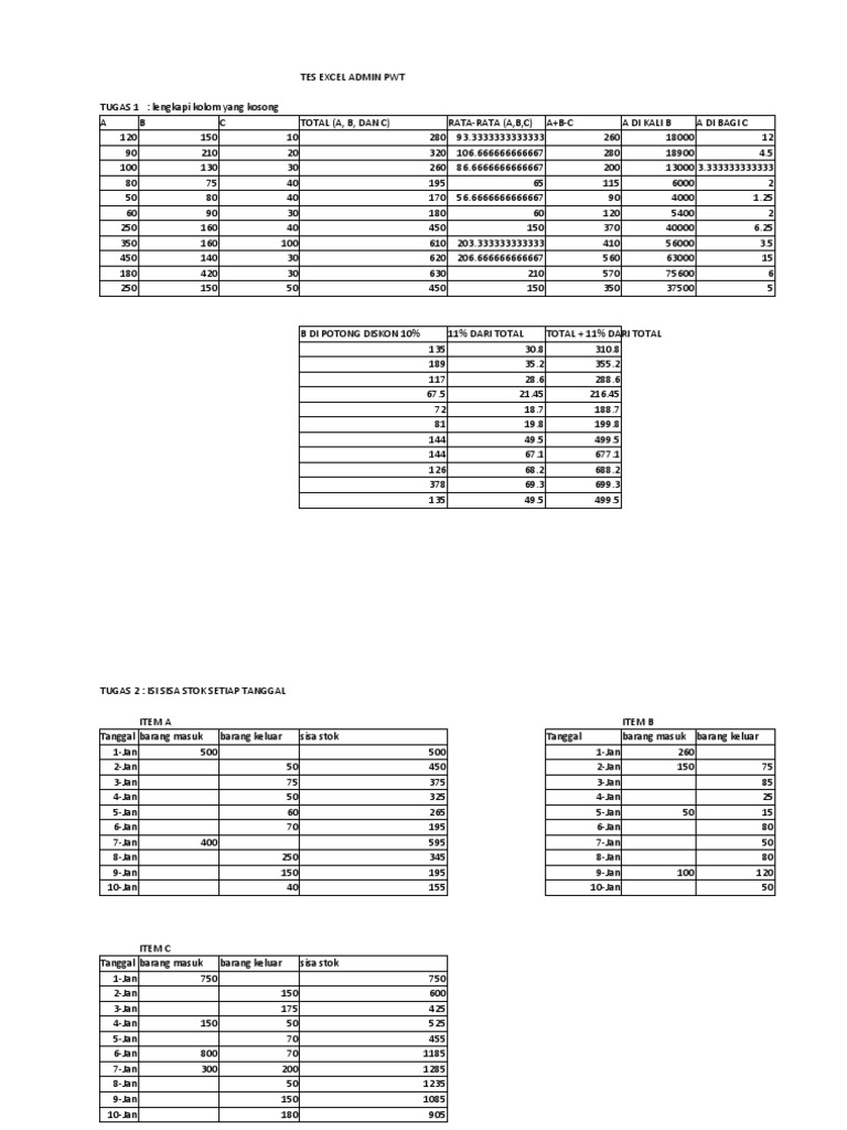 Tes Excel | PDF