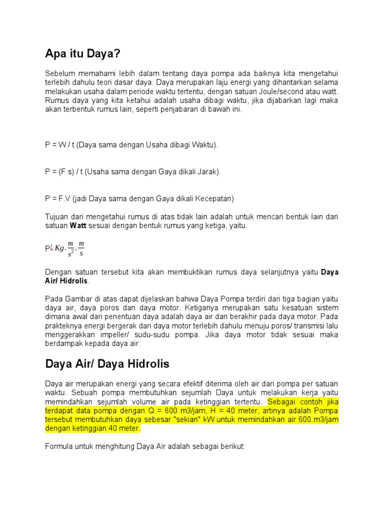 Daya Pompa | PDF