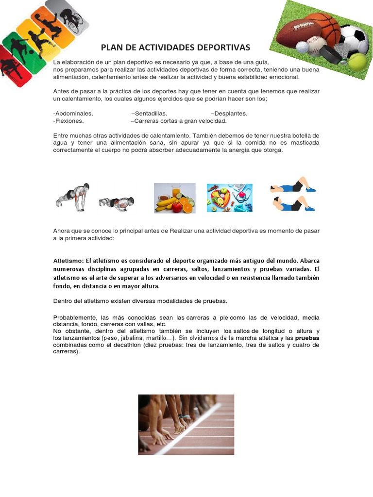 Plan de Actividades Deportivas | PDF | Deporte del atletismo | Corriendo