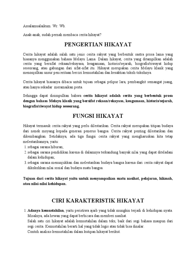 Ciri dan Fungsi Teks Hikayat Melayu | PDF