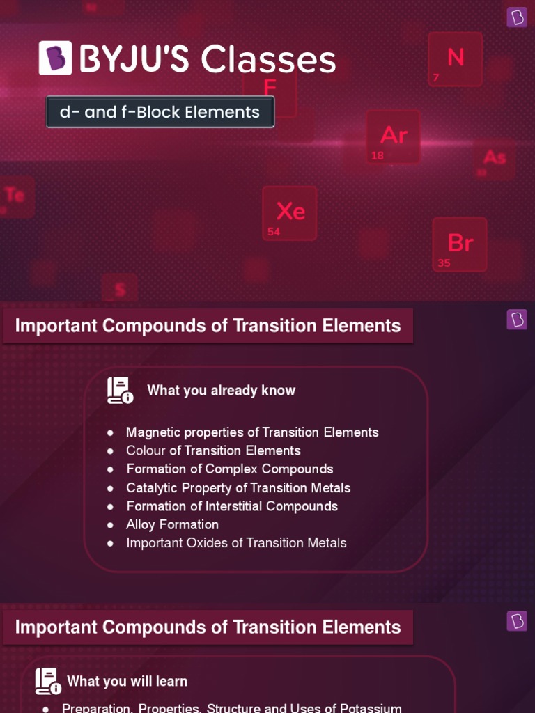 Important Compounds of Transition Elements | PDF