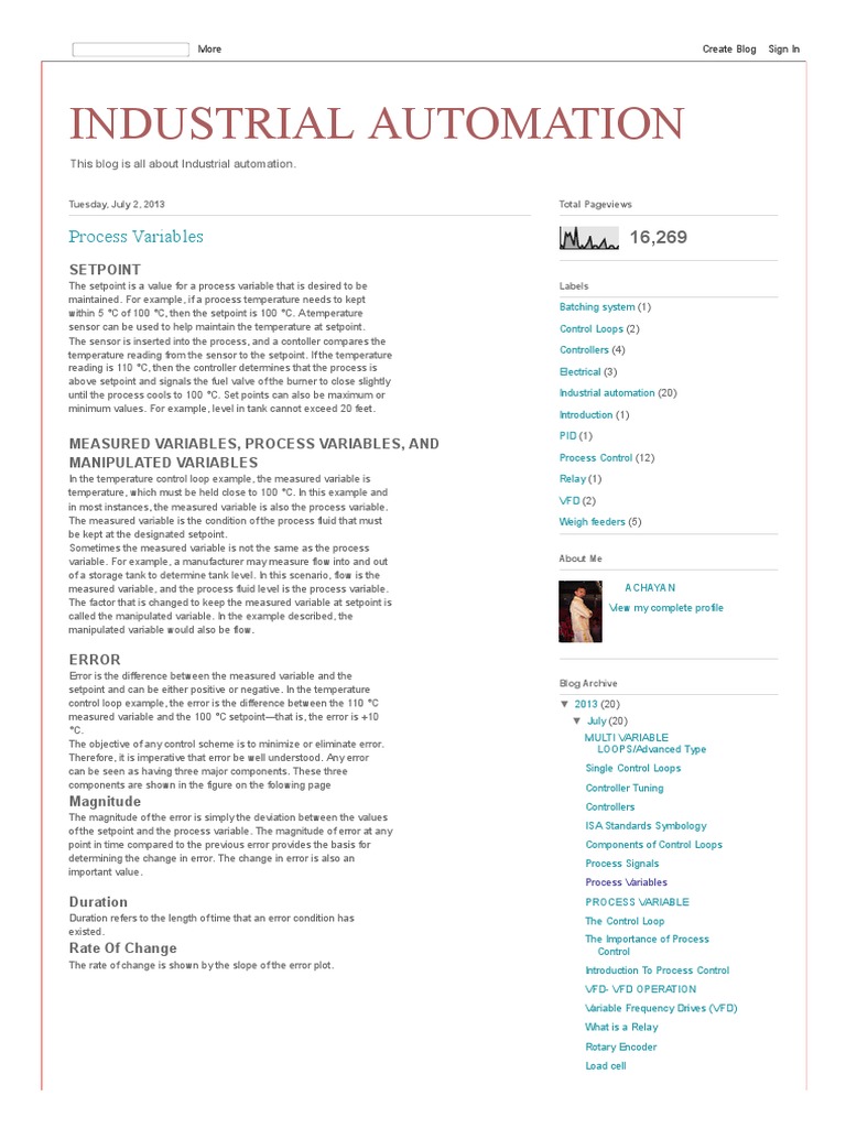 INDUSTRIAL AUTOMATION - Process Variables | PDF | Control Theory | Automation