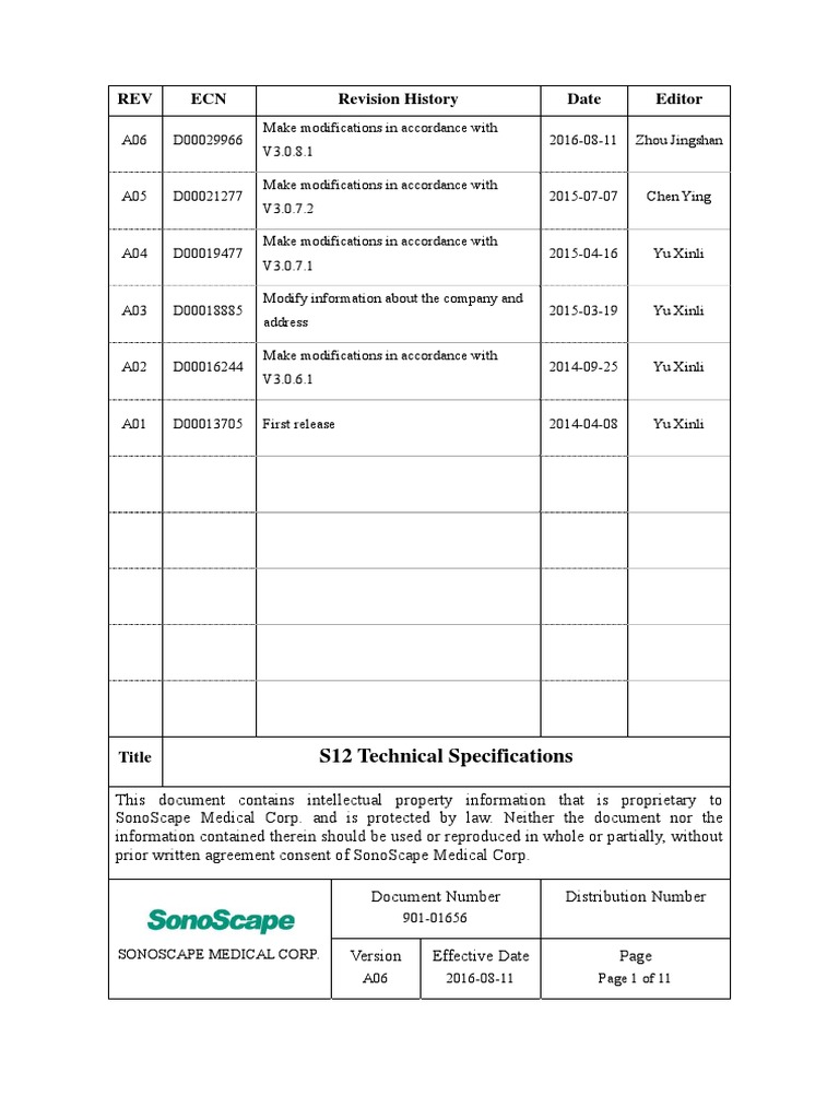 901 01656 A06 S12 Technical Specifications | PDF | Medical Imaging ...