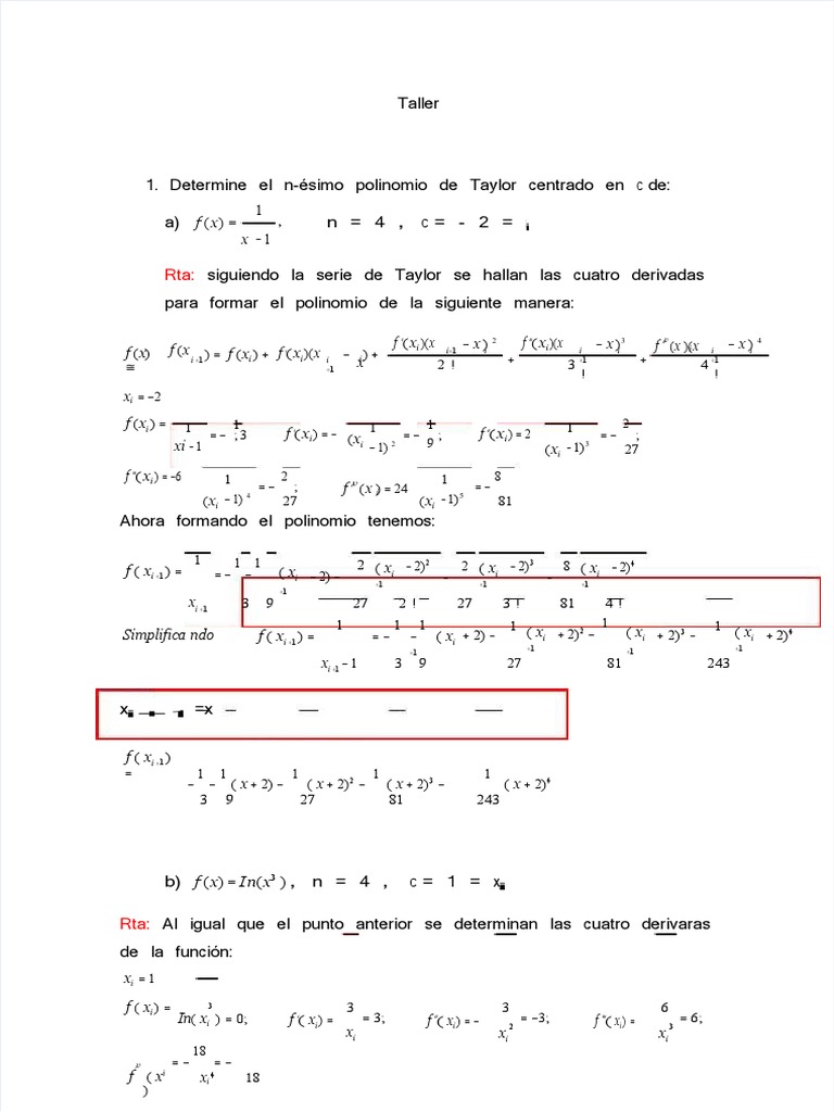 PDF Ejercicios de Series de Taylor | PDF | Diferencia finita | Ciencia ...