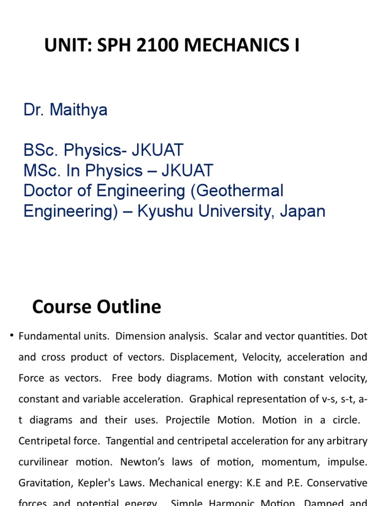 Mechanics 1 | PDF | International System Of Units | Kilogram