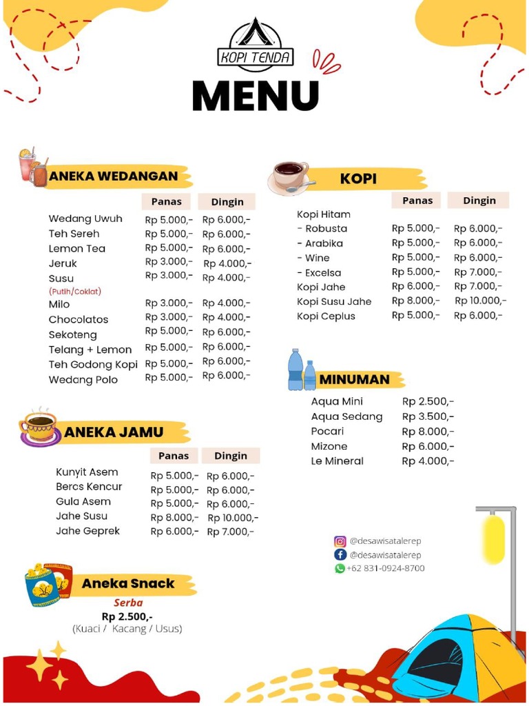 Menu Kopi Tenda DWL | PDF