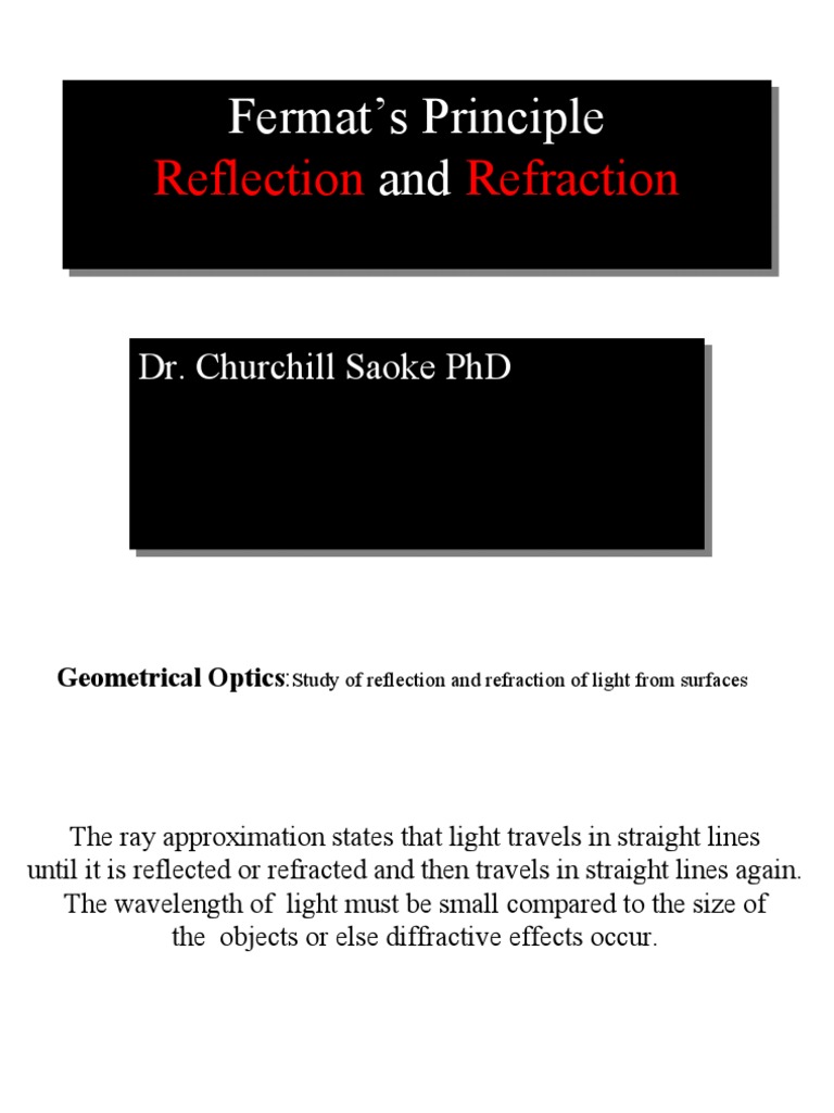 Notes On Fermats Principle Reflection, Refraction | PDF | Refraction ...