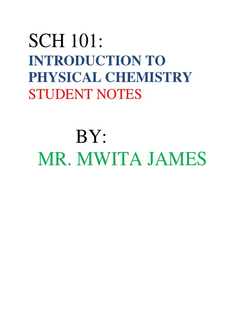 3249 SCH 101 Introduction To Physical Chemistry | PDF | Gases ...