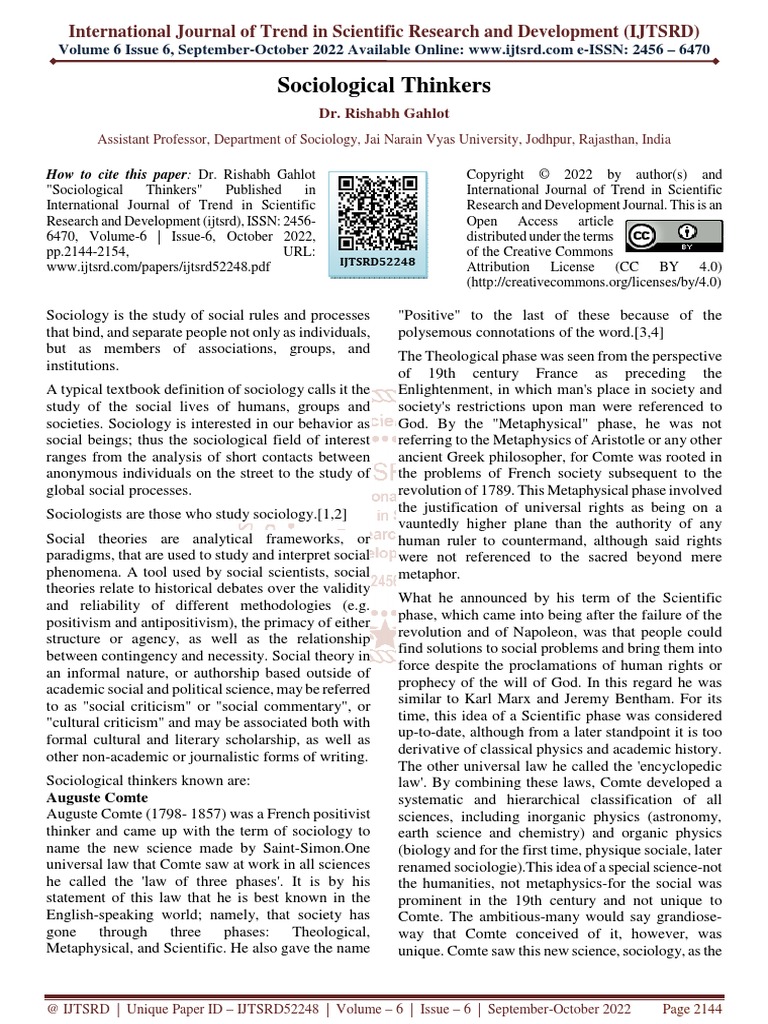 Sociological Thinkers | PDF | Karl Marx | Positivism