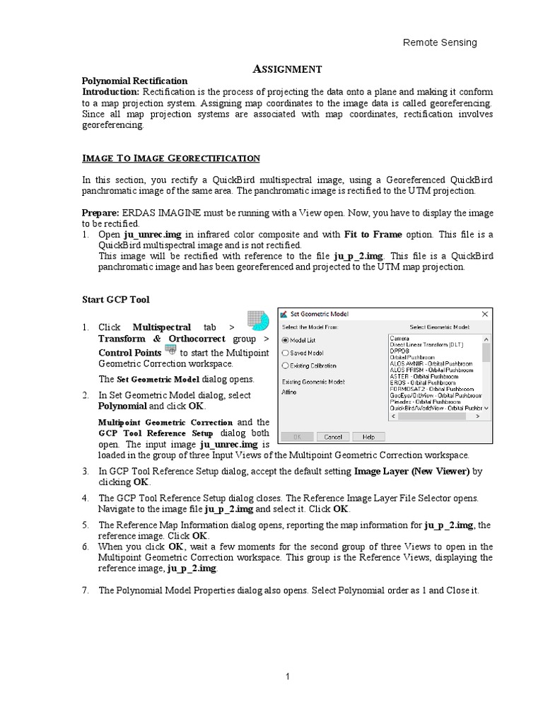 ASSIGNMENT Georeferencing | PDF | Remote Sensing | Computing ASSIGNMENT Georeferencing | PDF | Remote Sensing | Computing