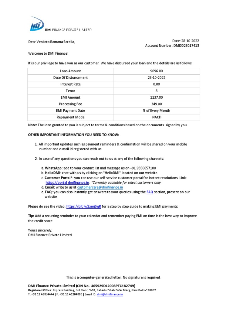 Welcome Letter | PDF | Interest | Loans