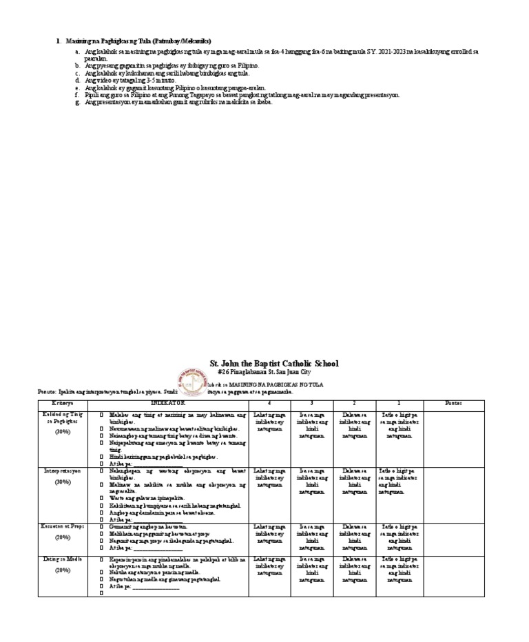 Mechanics Masining Na Pagbigkas NG Tula G4 6 | PDF