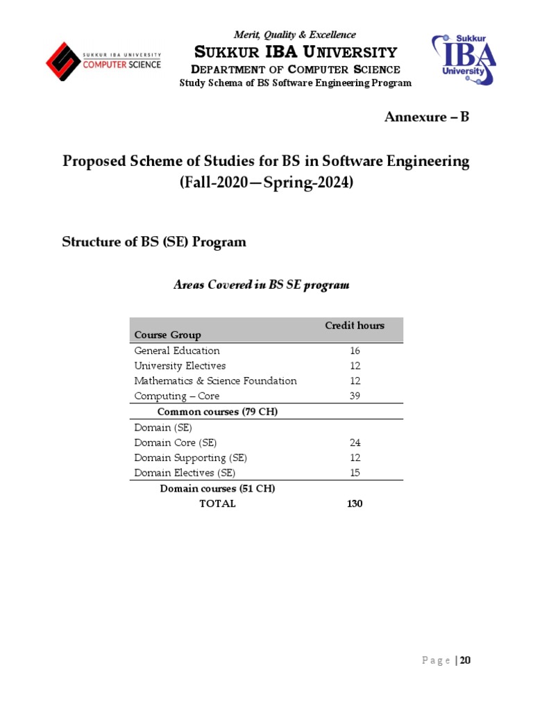 BS Software Engineering Study Schema | PDF | Computing | Software