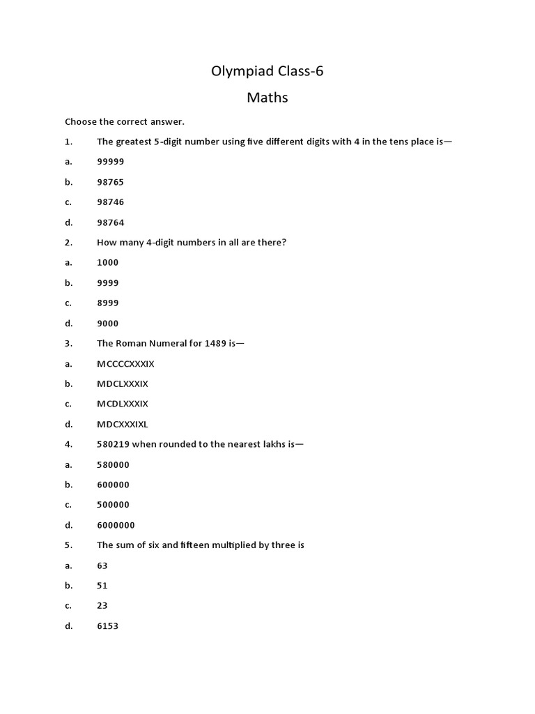 Olympiad Maths Class-6 | PDF | Triangle | Mathematical Concepts