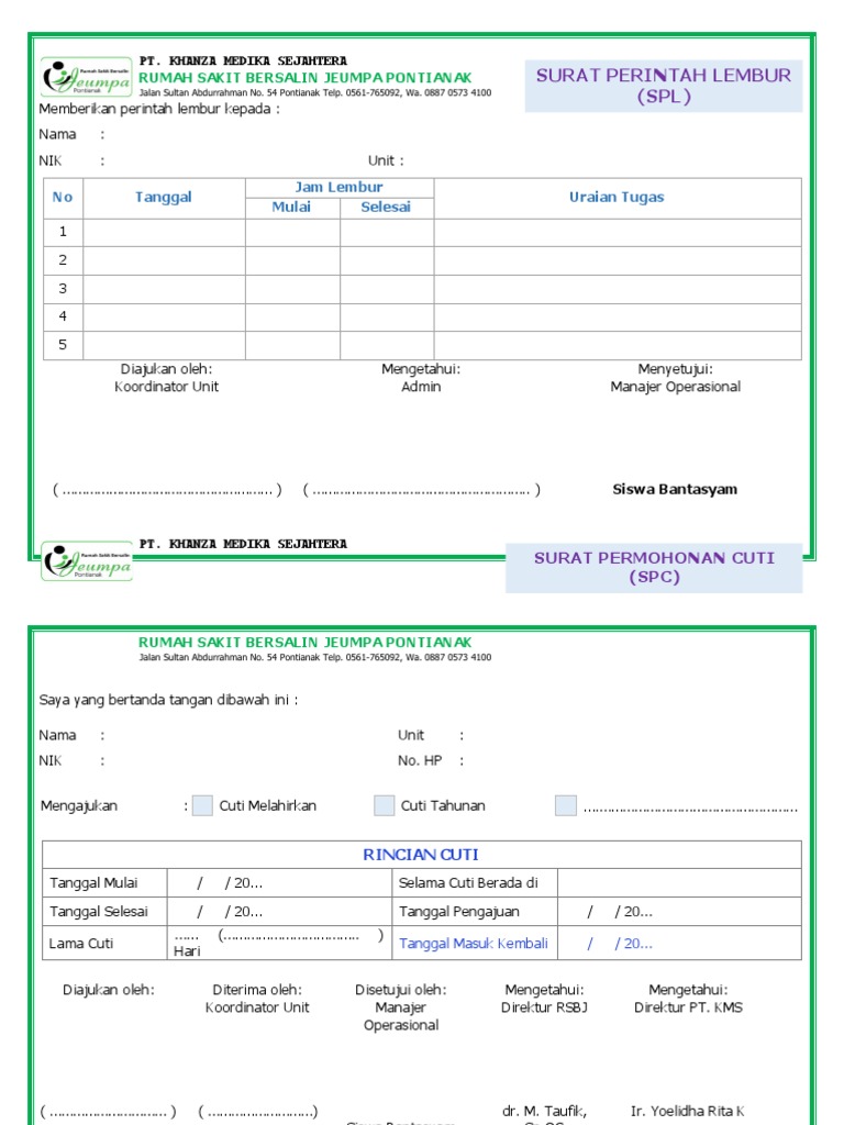 Form Lembur Dan Cuti | PDF