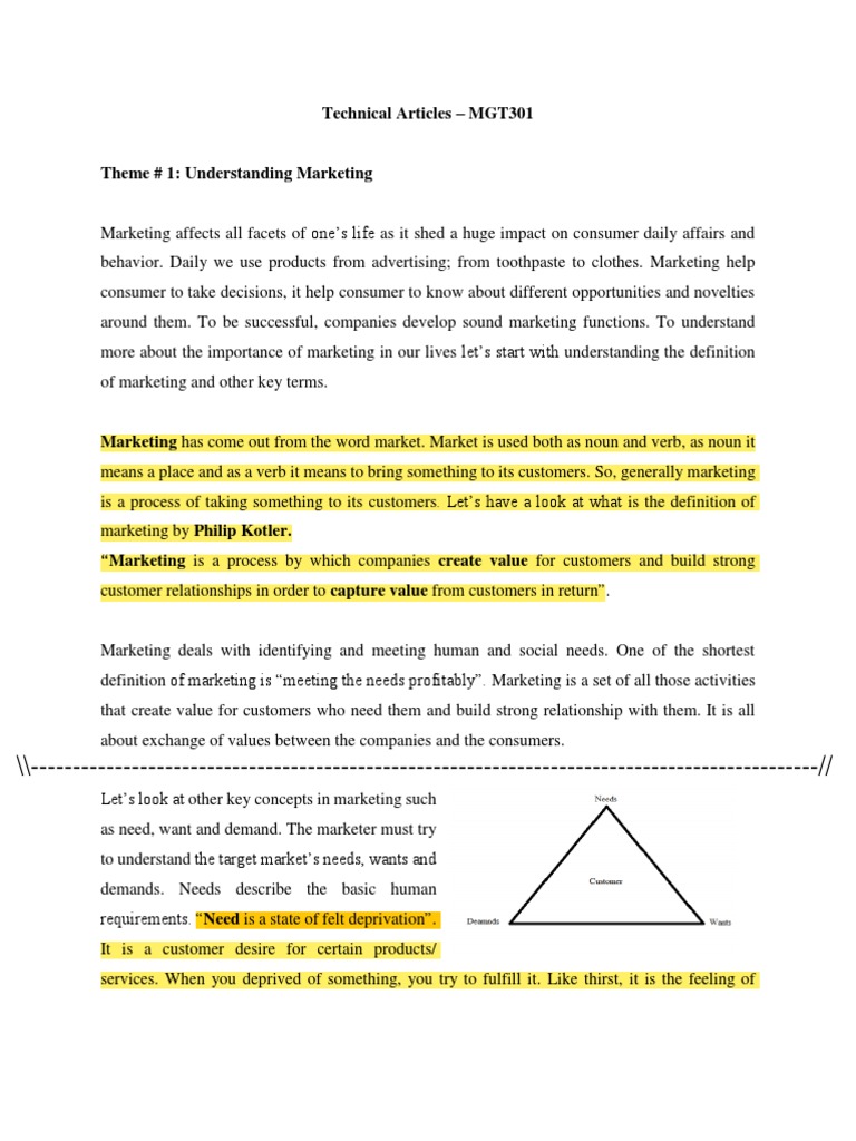 Theme 1 Understanding Marketing | PDF | Marketing | Customer