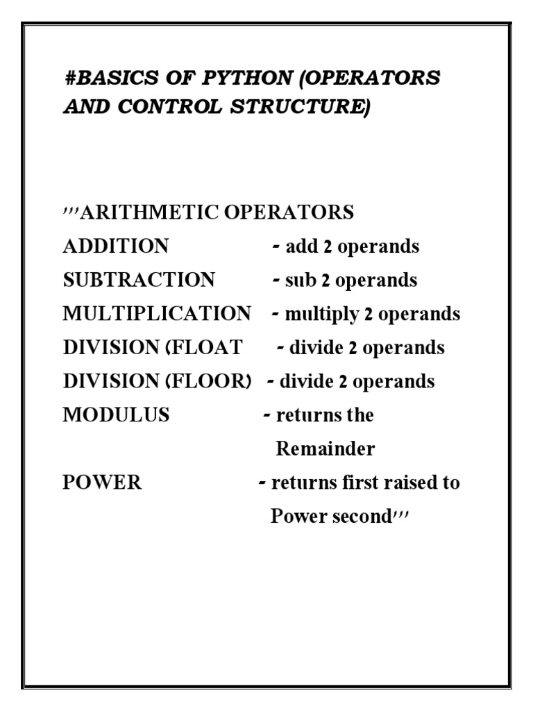 Basics of Python | PDF | Control Flow | Mathematics