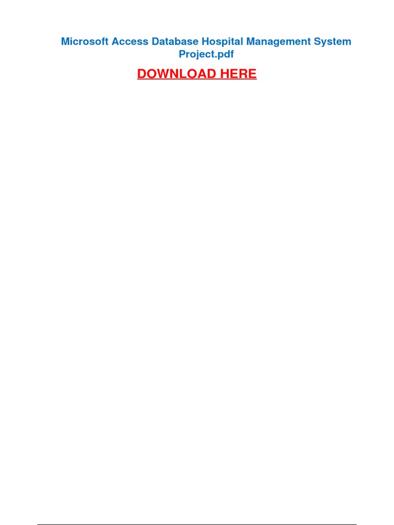 PDF Microsoft Access Database Hospital Management System Project | PDF