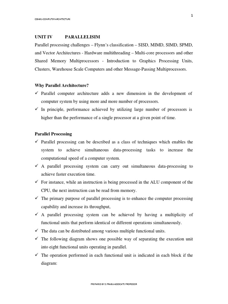 Ca Unit 4 Prabu | PDF | Parallel Computing | Graphics Processing Unit