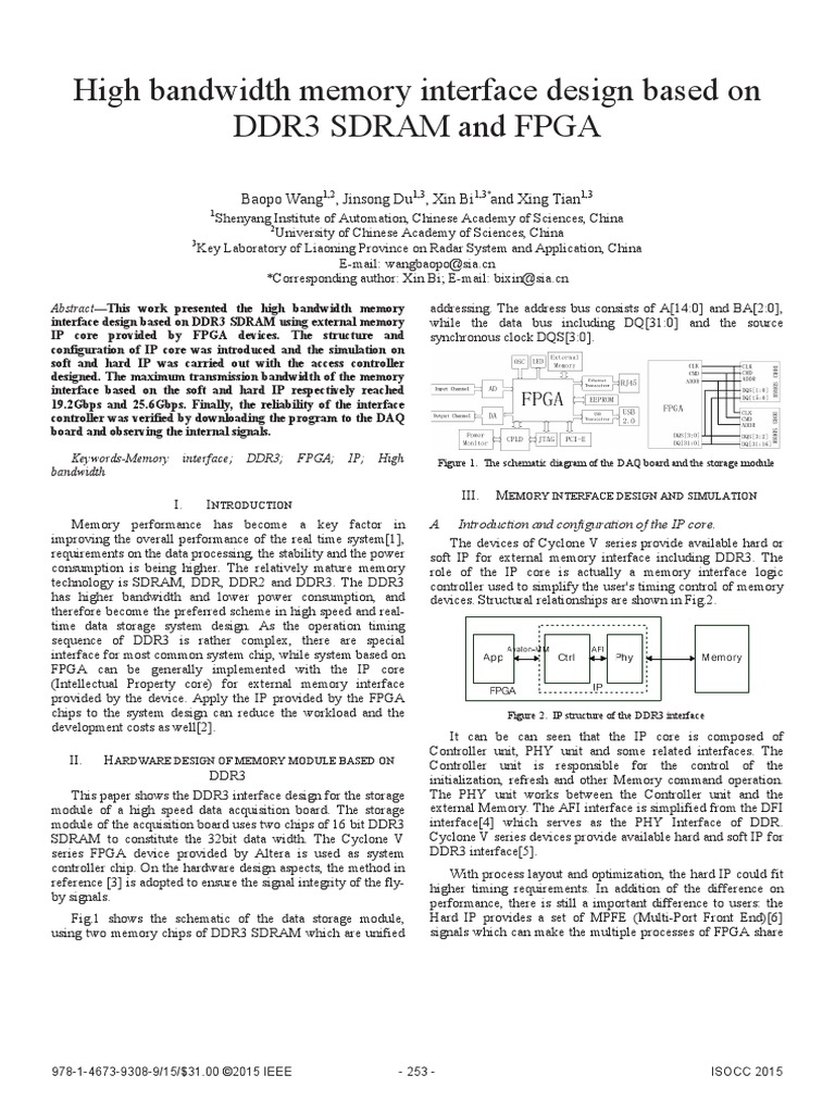 High Bandwidth Memory Interface Design Based On Ddr3 Sdram and Fpga | PDF | Computer Engineering ...