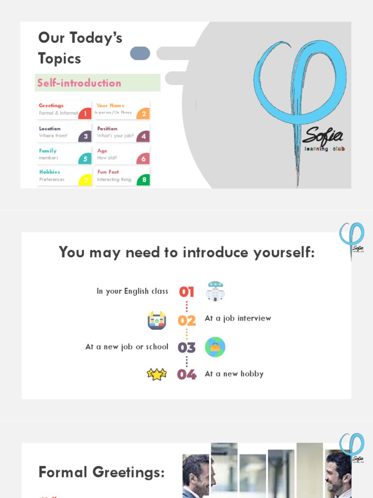 Self-Introduction - Sofia Club | PDF