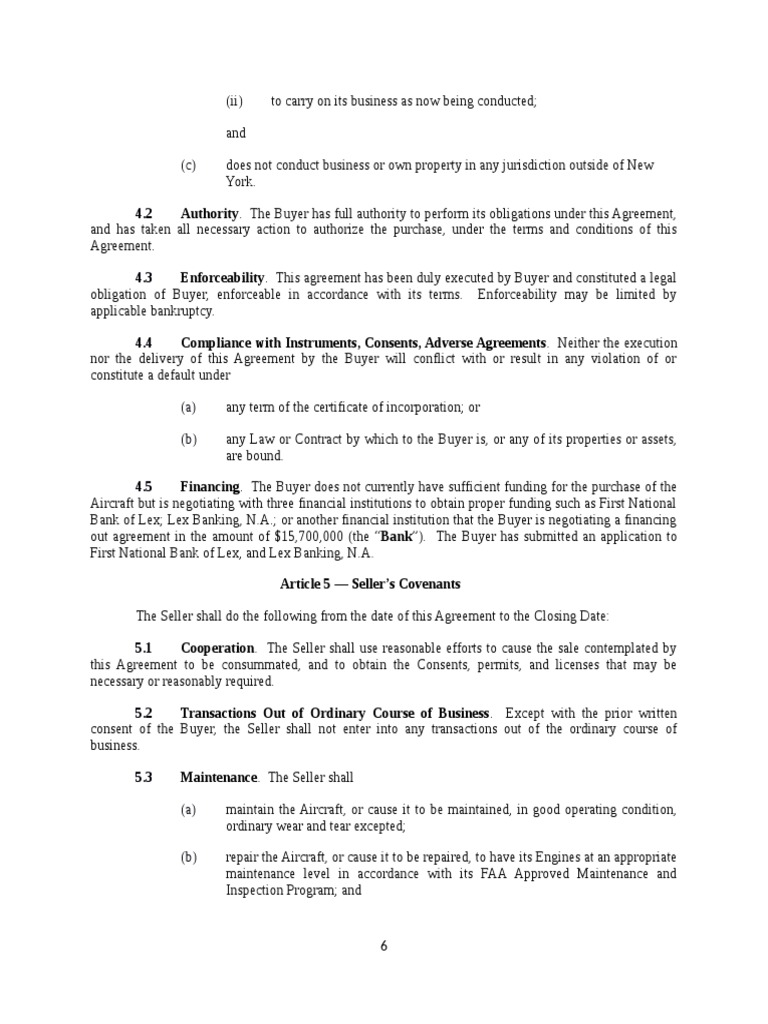 Aircraft Purchase Agreement - Docx-6 | PDF | Sales | Procurement