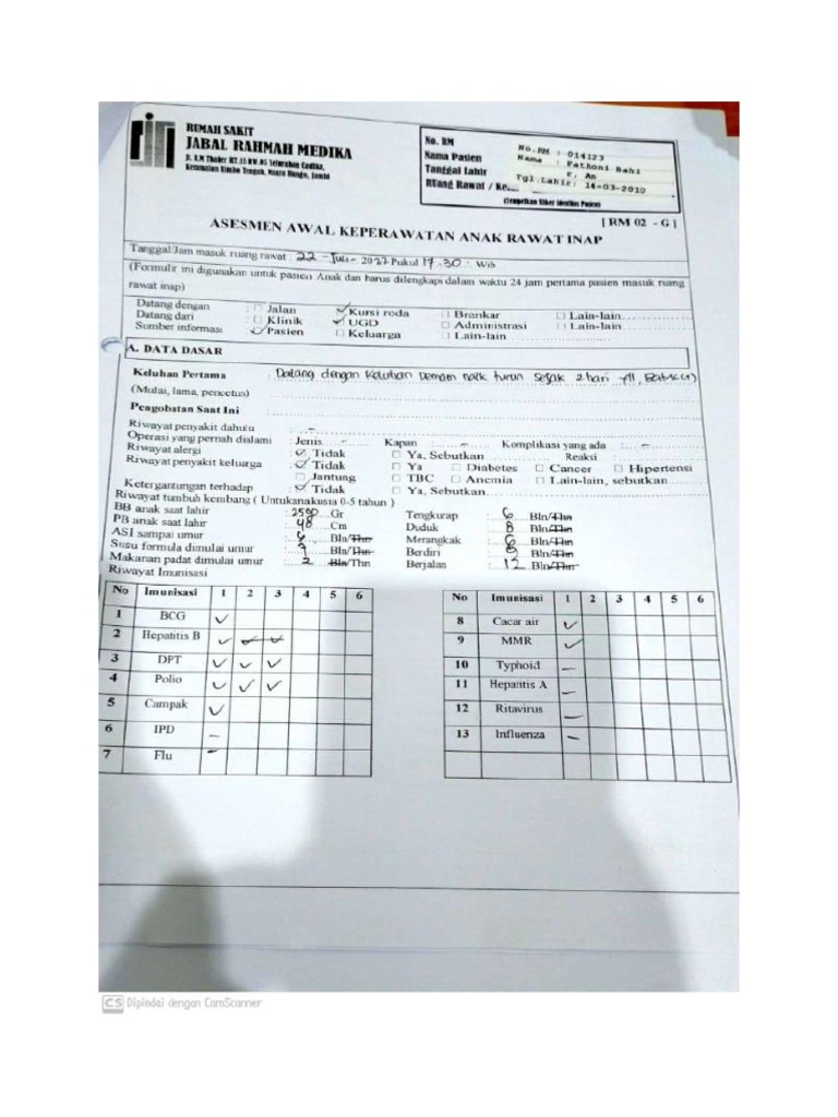 Asesmen Awal Keperawatan Anak Ranap | PDF