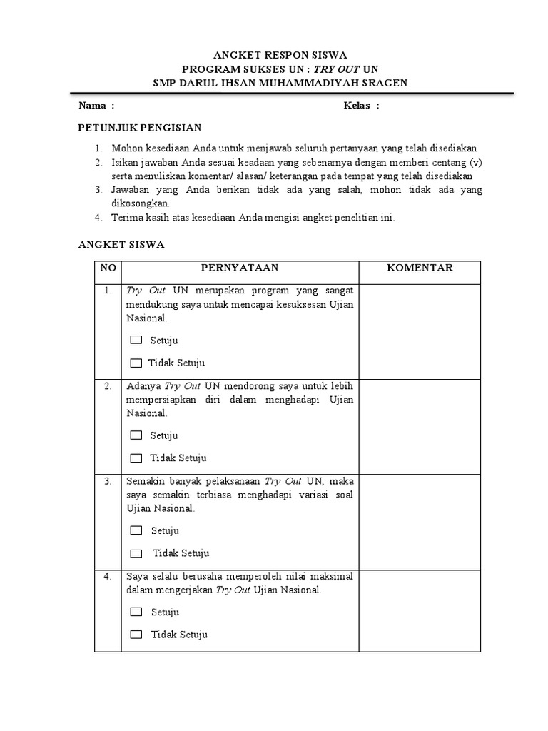 Angket Respon Siswa | PDF