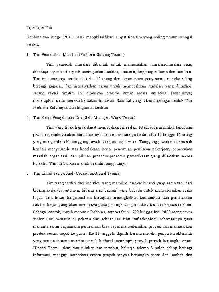 Tipe Tipe Tim | PDF