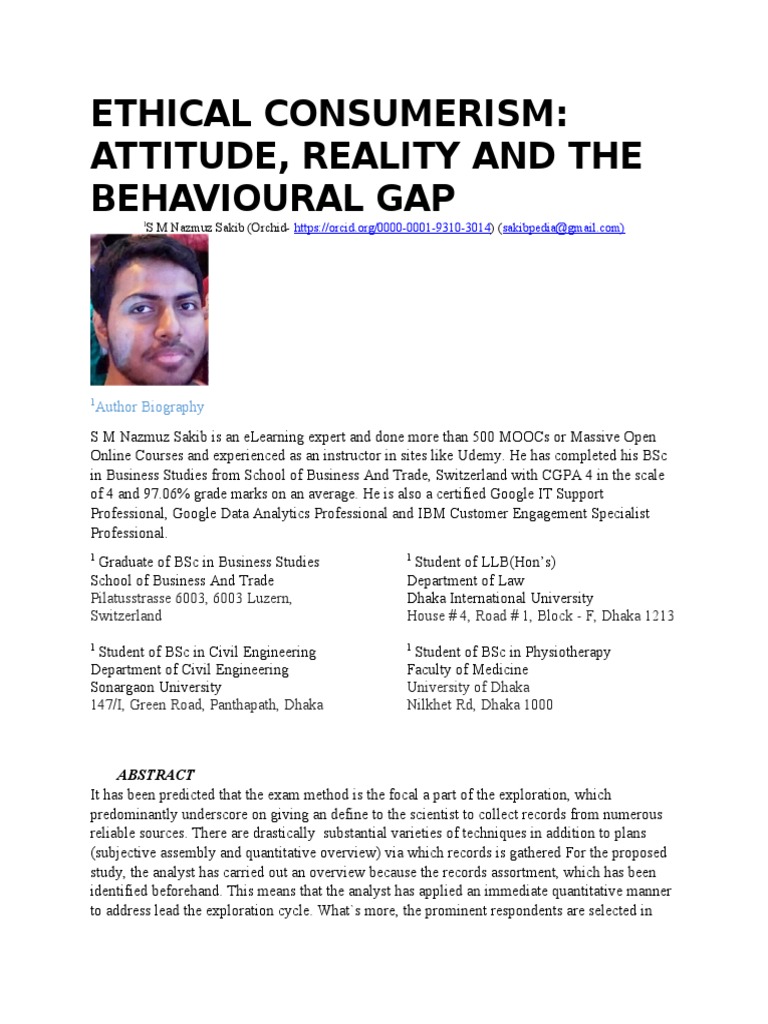 Ethical Consumerism Attitude Reality And The Behavioural Gap Pdf