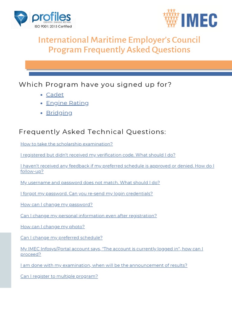 IMEC Frequently Asked Questions 2022 | PDF