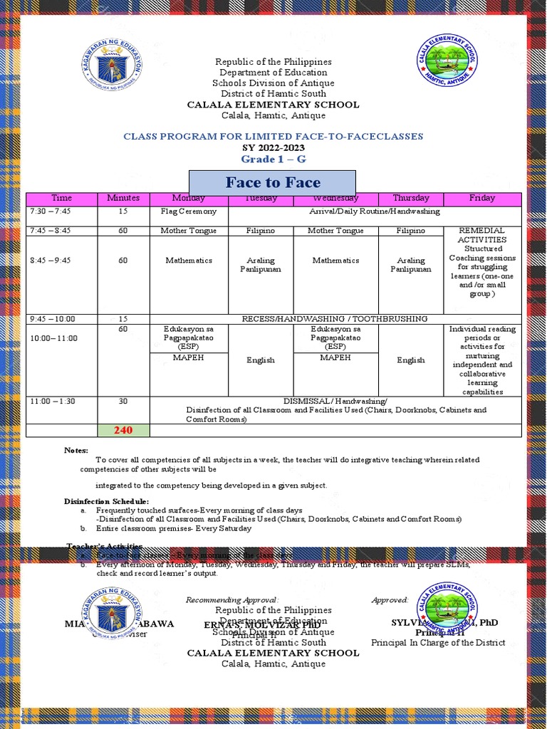 Grade 1 Classprogram | PDF