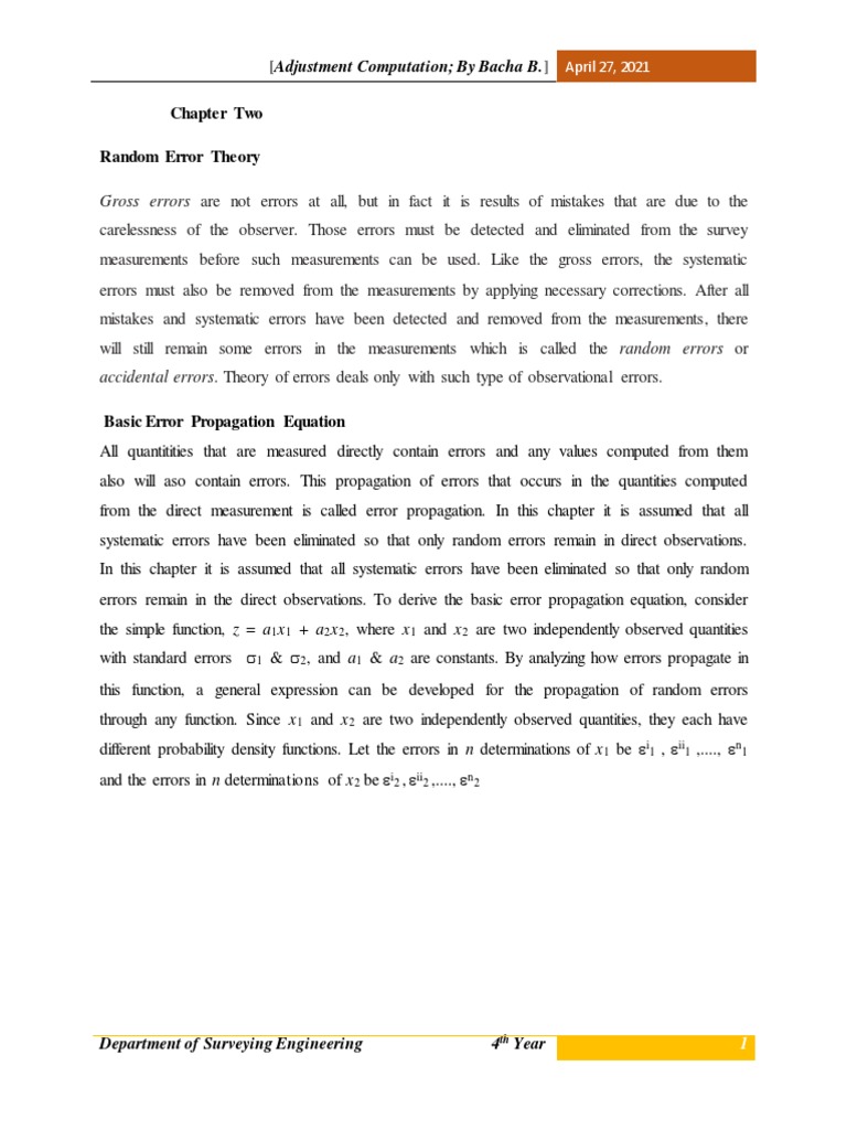 Chapter Two of Adjustment Computation | PDF Chapter Two of Adjustment Computation | PDF