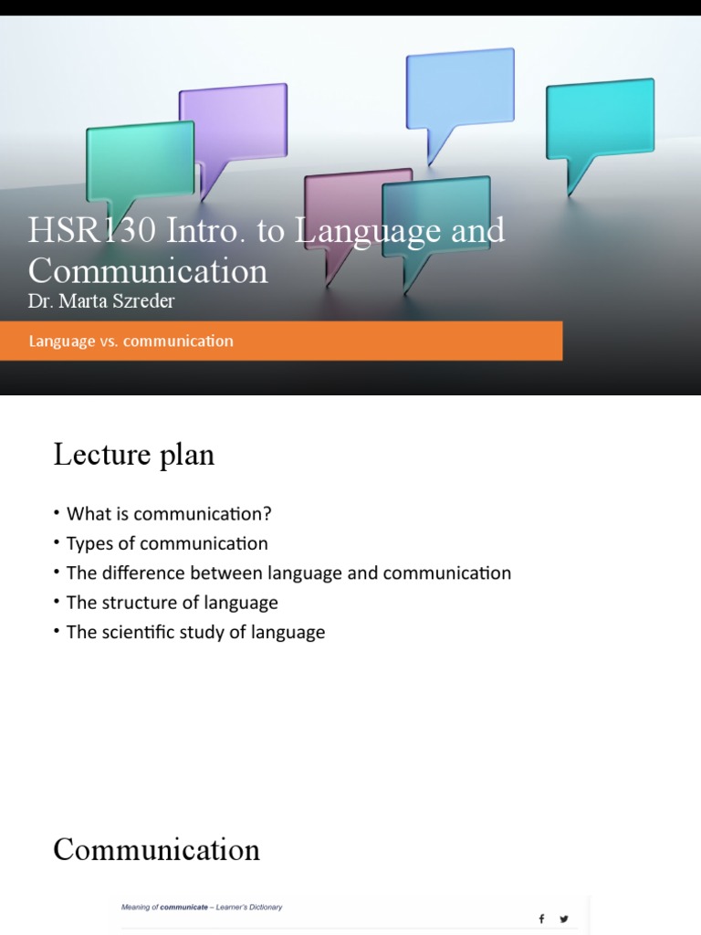 Language vs. Communication Basics | PDF | Linguistics | Communication
