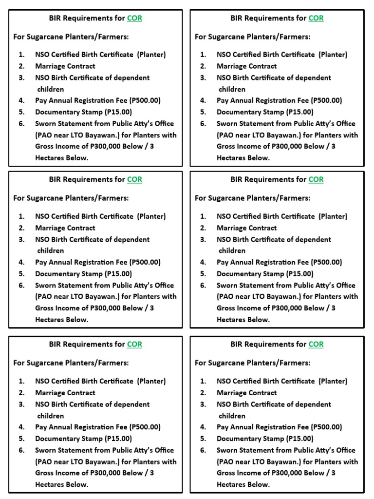 Bir Requirements | PDF | Birth Certificate | Government