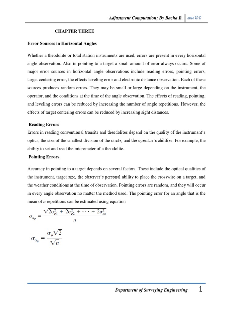 Chapter Three of Adjustment Computation | PDF | Surveying | Angle