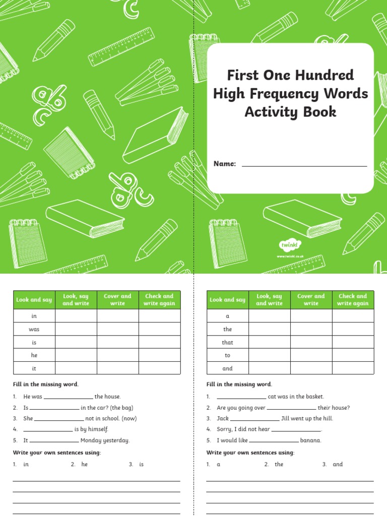 First 100 High Frequency Words Workbook | PDF