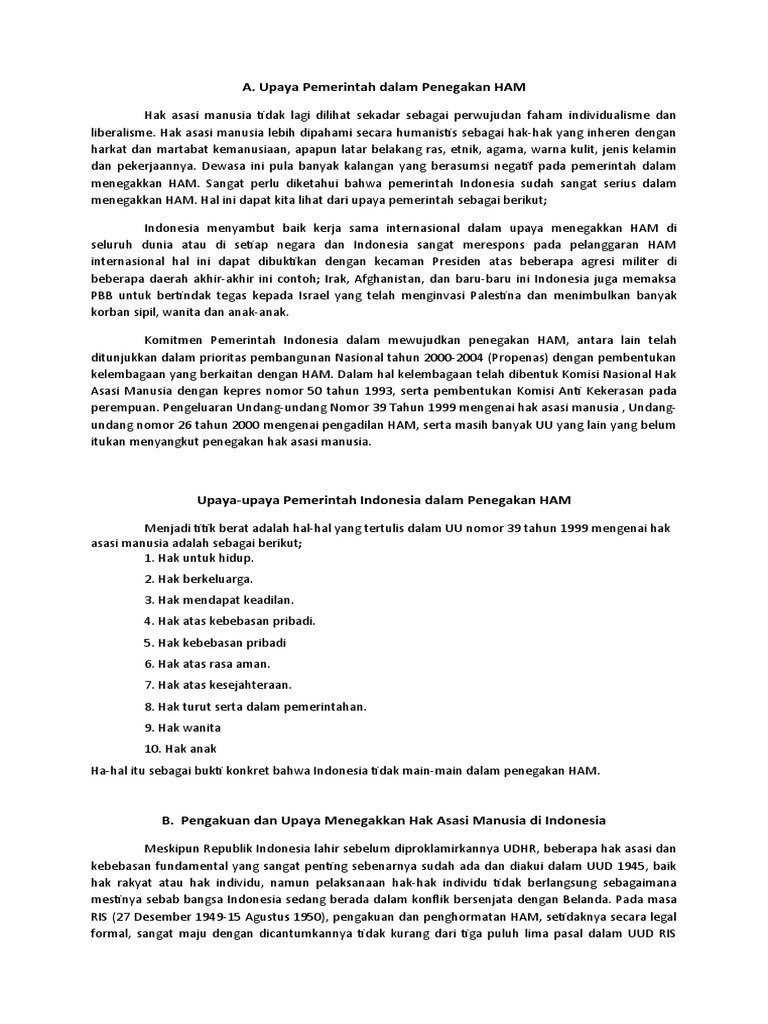 A. Upaya Pemerintah Dalam Penegakan HAM | PDF