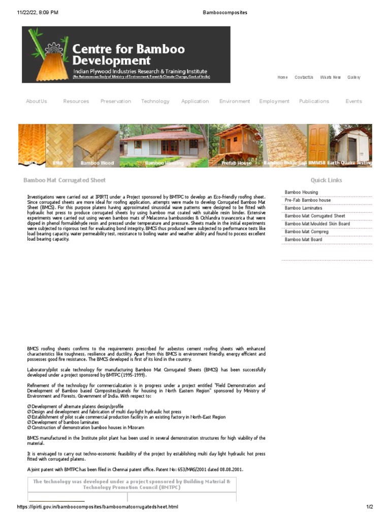Bamboo Mat Corrugated Sheet Quick Links | PDF | Composite Material ...