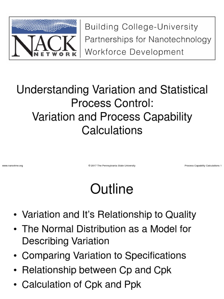 NACK U5 Johnson Variation and Process Capability Calculations | PDF