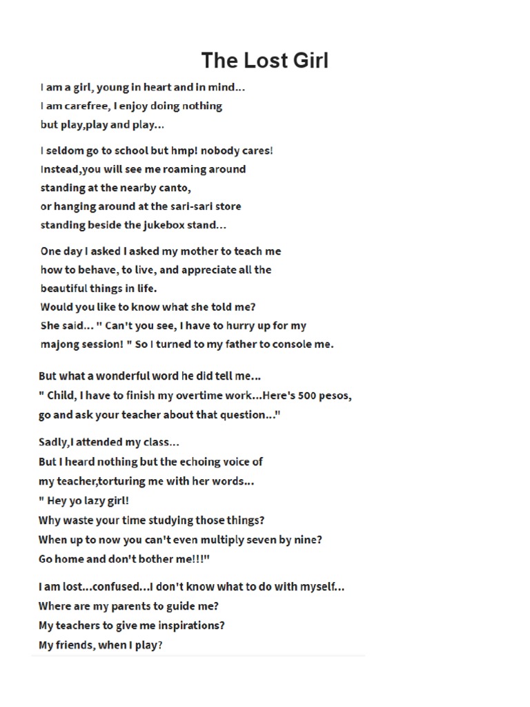 DECLAMATION - The Lost Girl | PDF