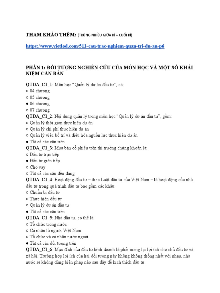 Câu hỏi QTDA | PDF