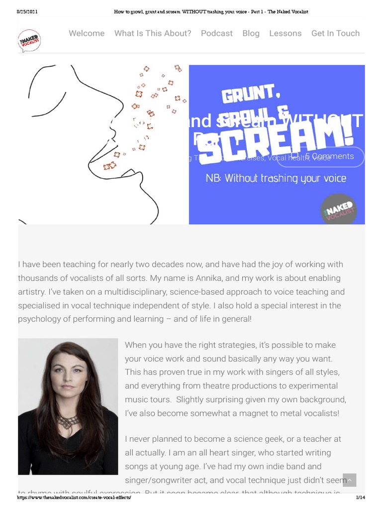 How To Growl, Grunt and Scream WITHOUT Trashing Your Voice | PDF