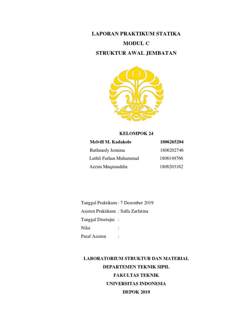 Laporan Praktikum Statika Modul C - Melvill M. Kadakolo | PDF
