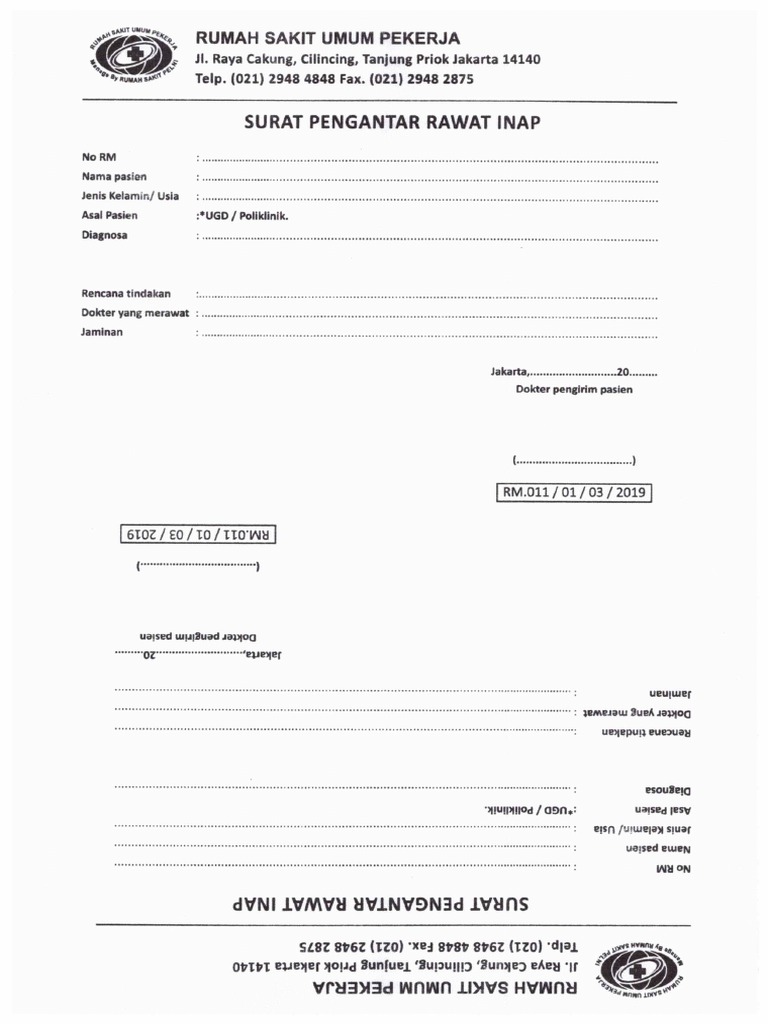 Surat Pengantar Rawat Inap Spri | PDF