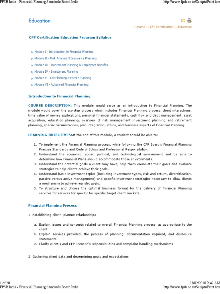 FPSB India - Financial Plan.. | PDF | Insurance | Pension