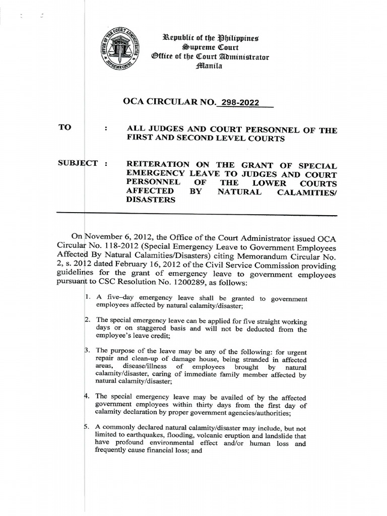 OCA Circular No. 298-2022 | PDF