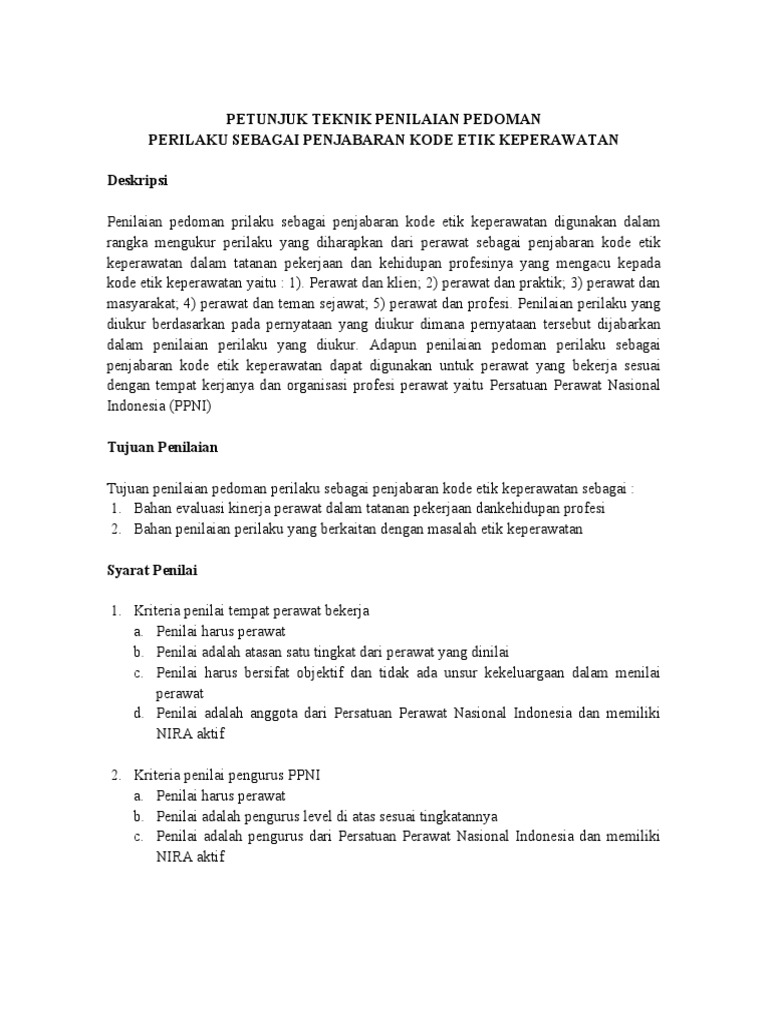 Petunjuk Teknik Penilaian Pedoman | PDF