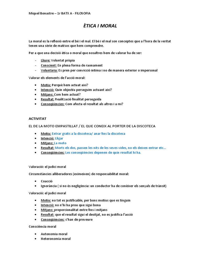 Ètica I Moral - Apunts t2 | PDF